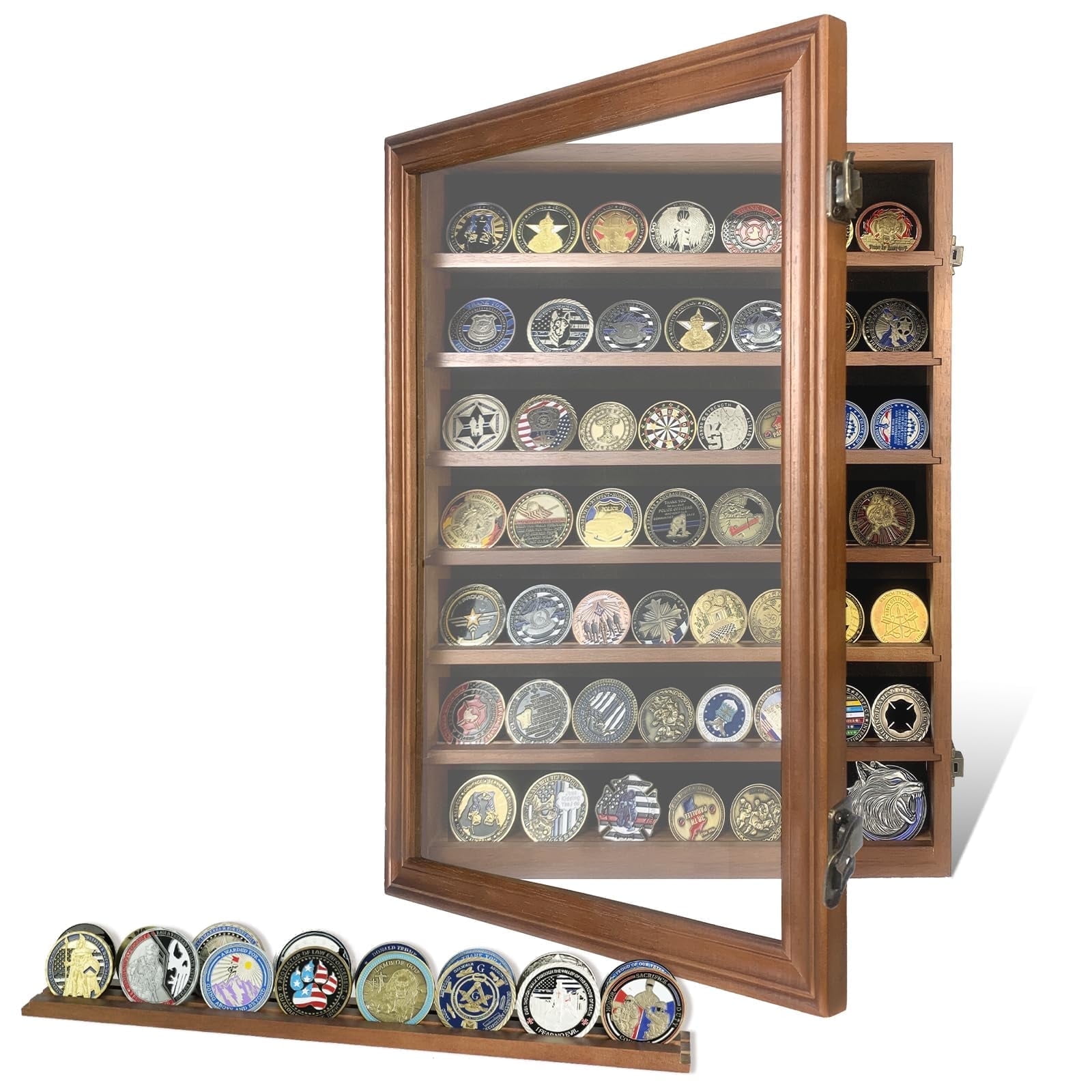 Atsknsk 7 Rows Challenge Coin Display Case - Holds 100 Coins, Solid ...