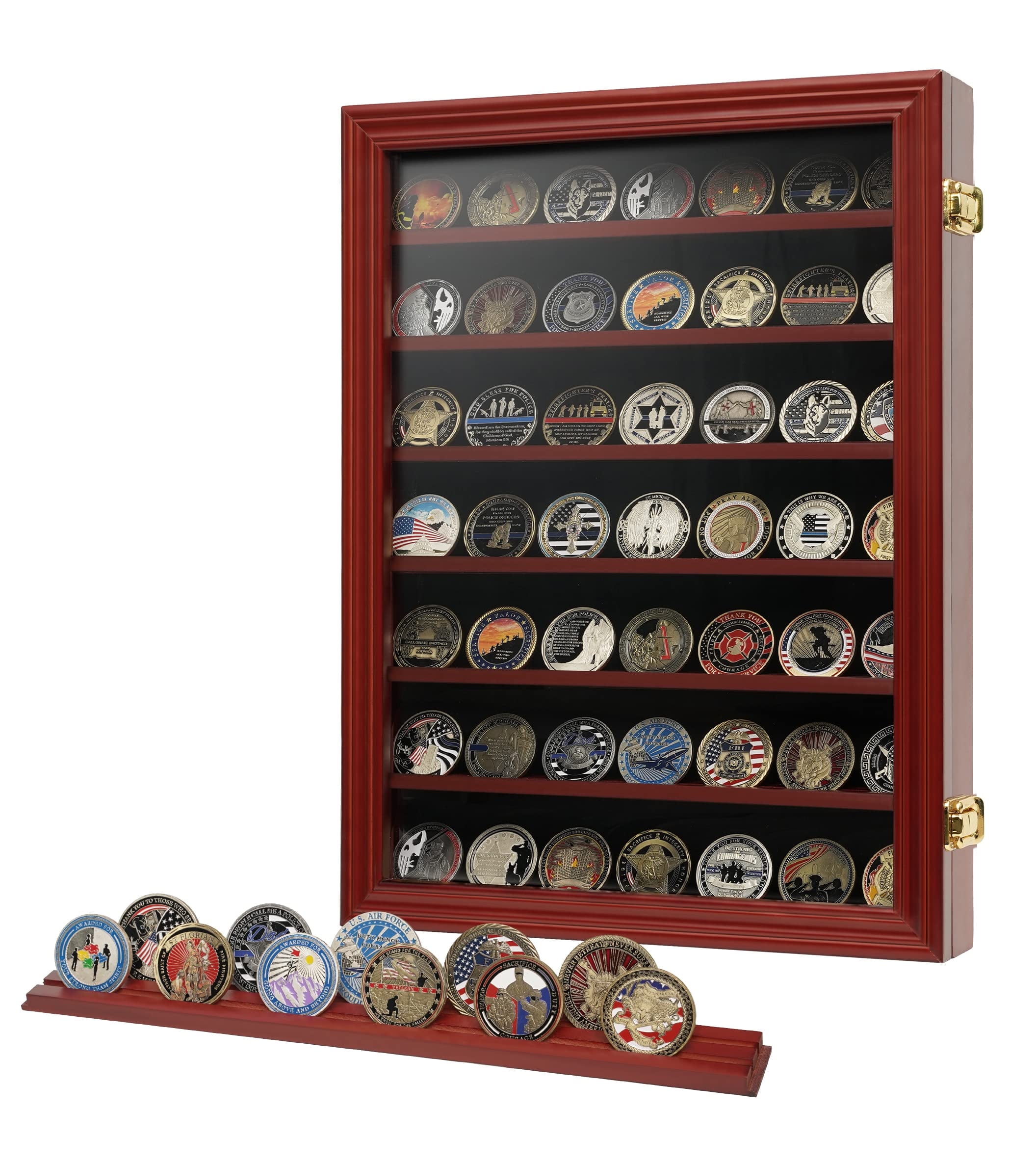Atsknsk 7 Rows Military Challenge Coin Holder Display Cabinet Wall ...