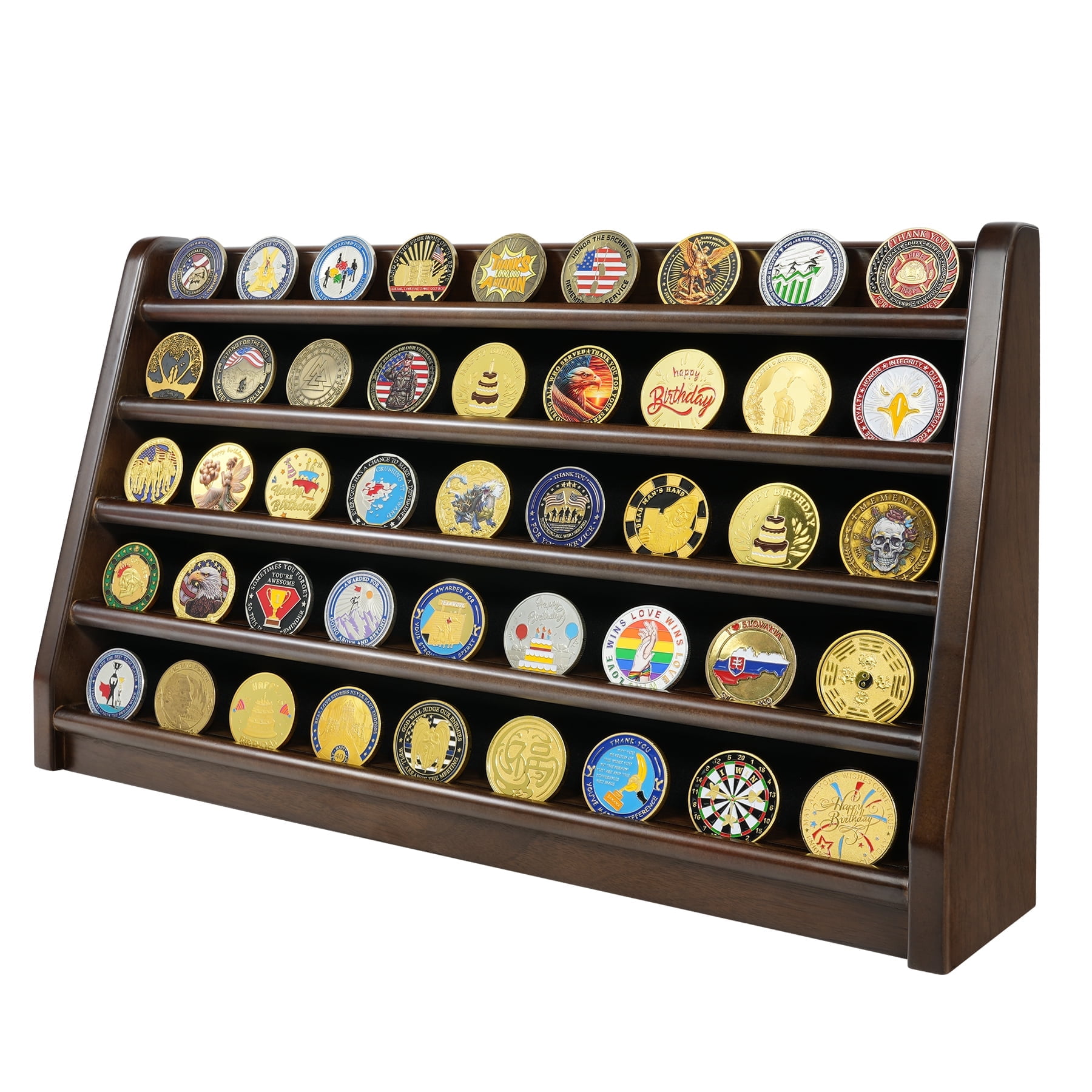 Atsknsk Challenge Coin Display Case, 5 Rows Military Wooden Holder ...