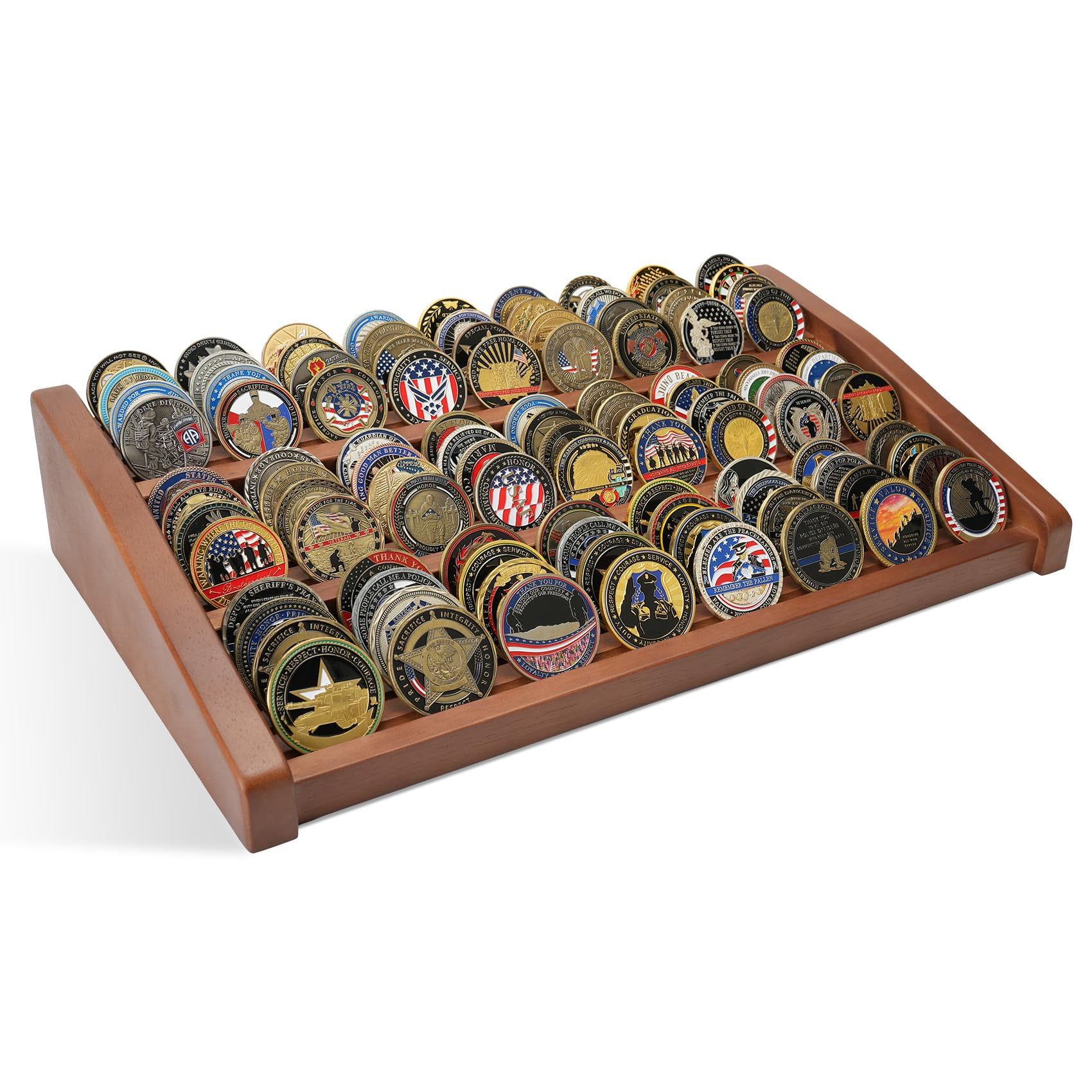 Atsknsk Challenge Coin Display Holder, 12 Rows Wooden Military Coin ...