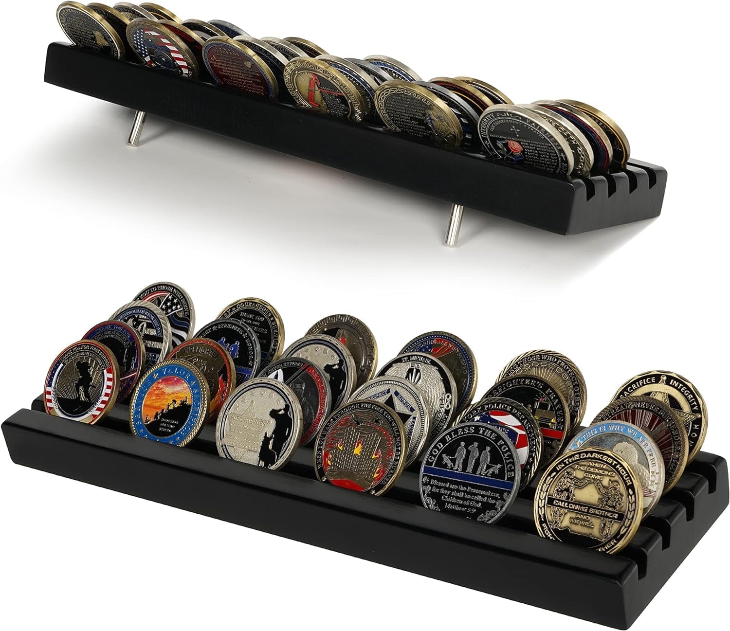 Atsknsk Challenge Coin Display Stand 4 Rows Wooden Military Coin Holder ...
