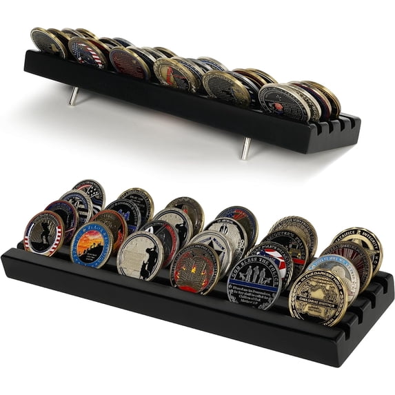 Atsknsk Challenge Coin Display Stand 4 Rows Wooden Military Coin Holder ...
