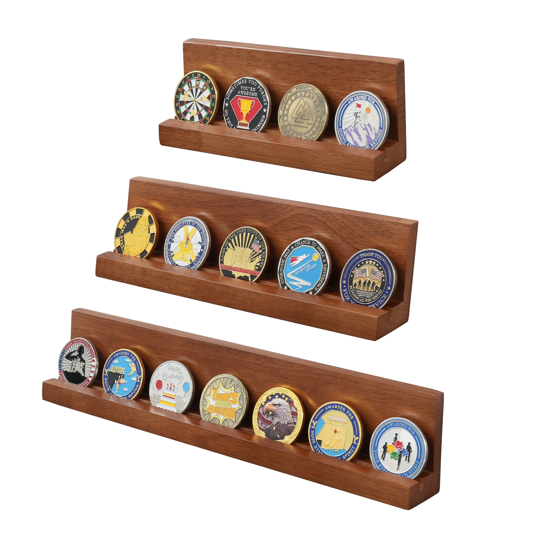 Atsknsk Challenge Coin Holder Wall Mount, Solid Wood Military Coin Rack ...