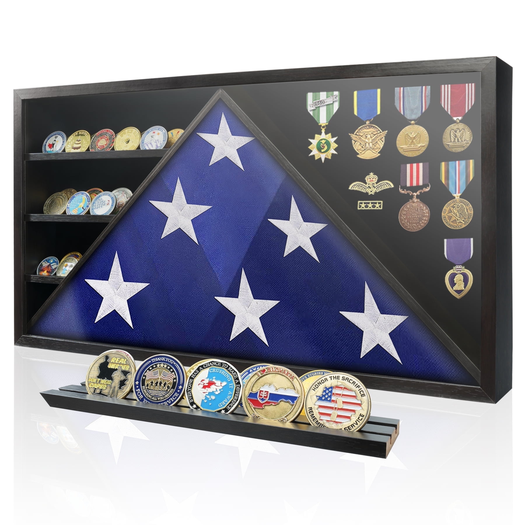 Atsknsk Flag Box Display Case for 5’ x 9.5’ Veterans Funeral Flag ...