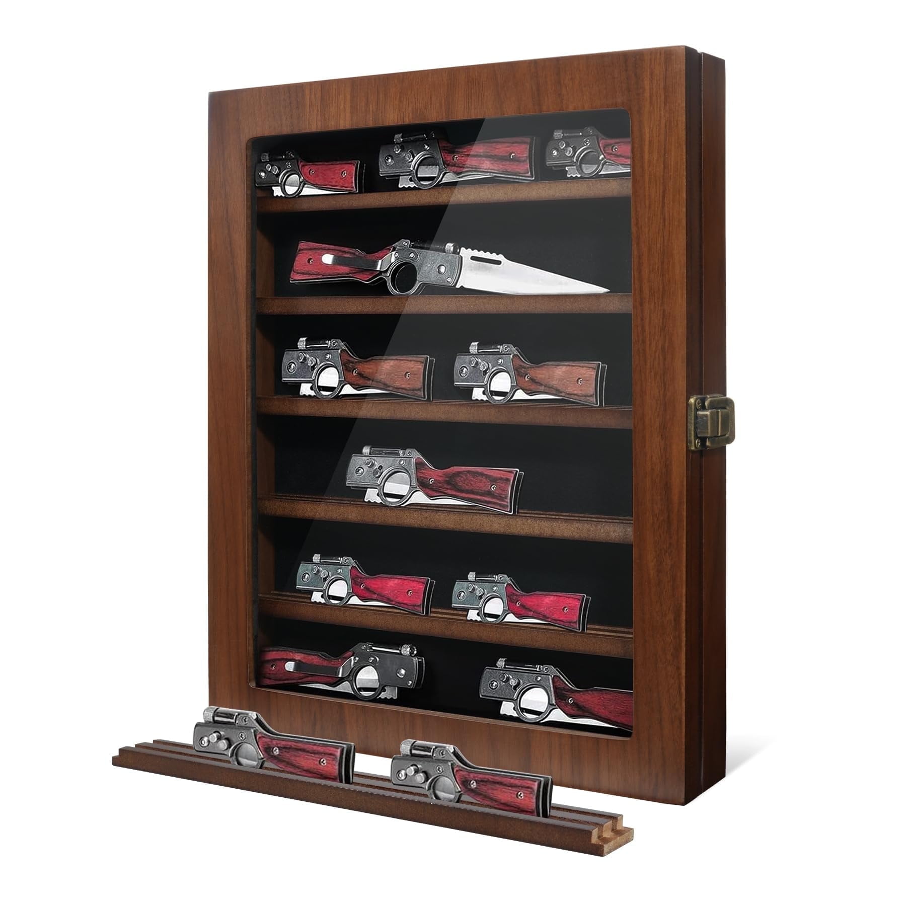 Atsknsk Knife Display Case, Lockable Pocket Knives Display Box Cabinet ...