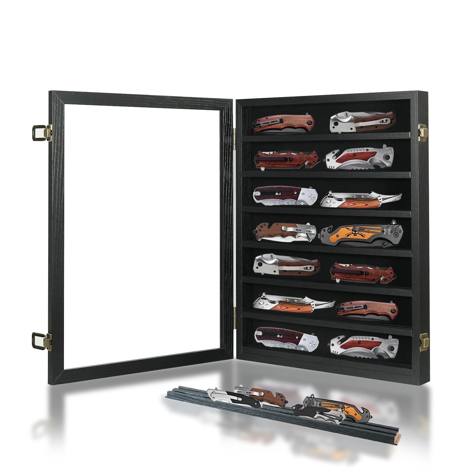 Atsknsk Knife Display Case for Pocket Knife Storage, Wooden Display ...