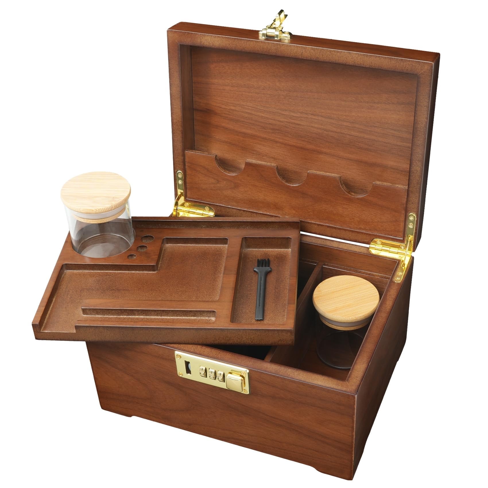 Atsknsk Large Bamboo Box, Wooden Locking Decorative Boxes with ...