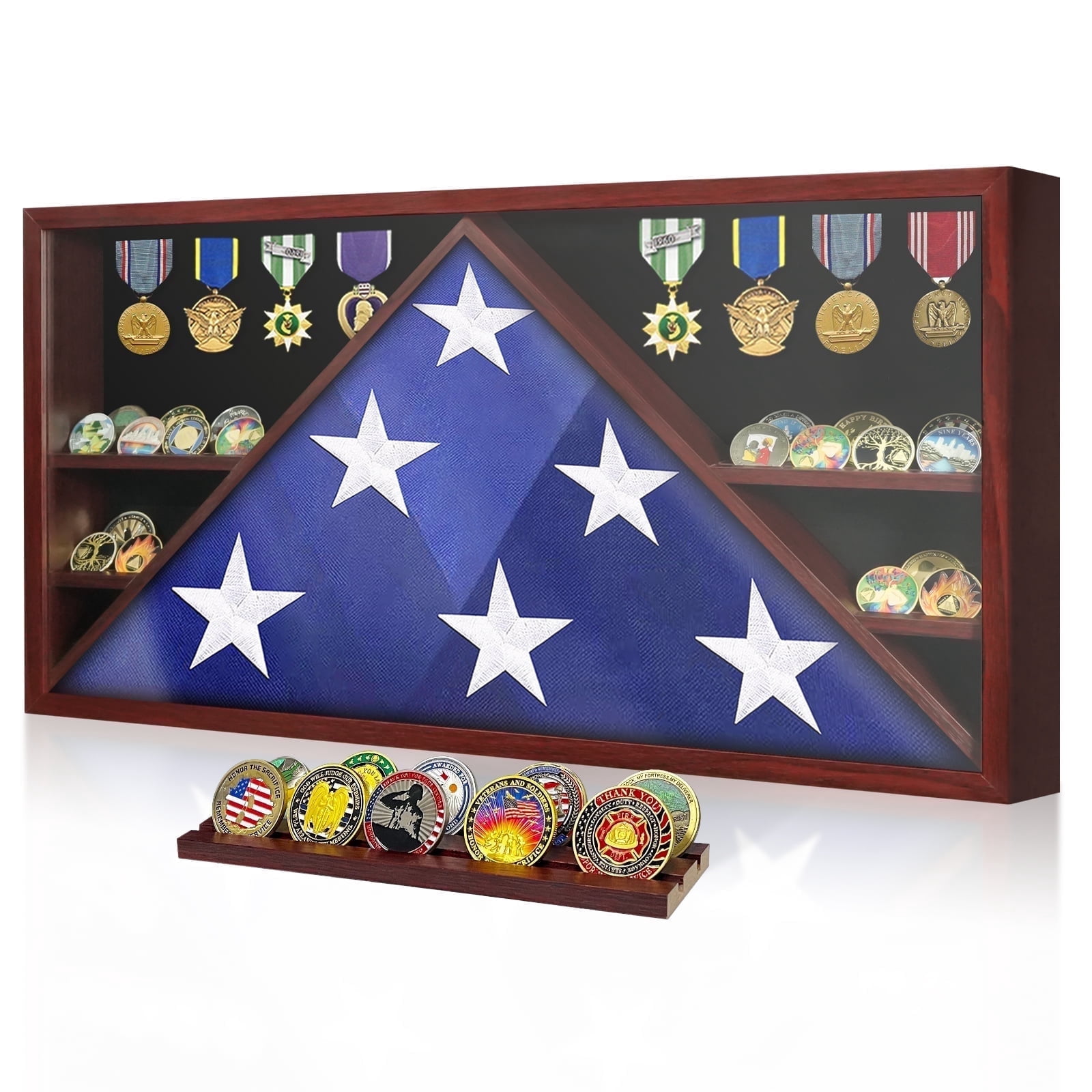 Atsknsk Large Military Shadow Box Solid Wood Flag Case,5' x 9.5 ...