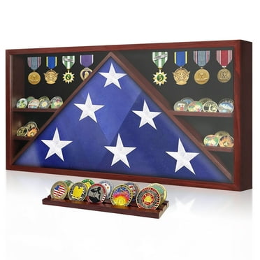 PENNZONI Medals Display Case, Military Shadow Box, Black w/ Blue Felt ...
