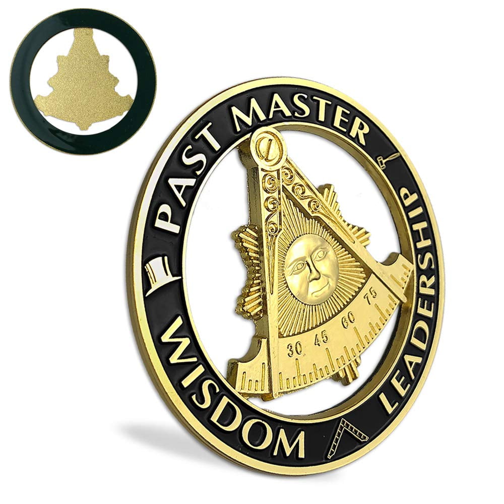 Atsknsk Past Master Masonic Car Emblem Black & Golden Mason Auto Decal ...