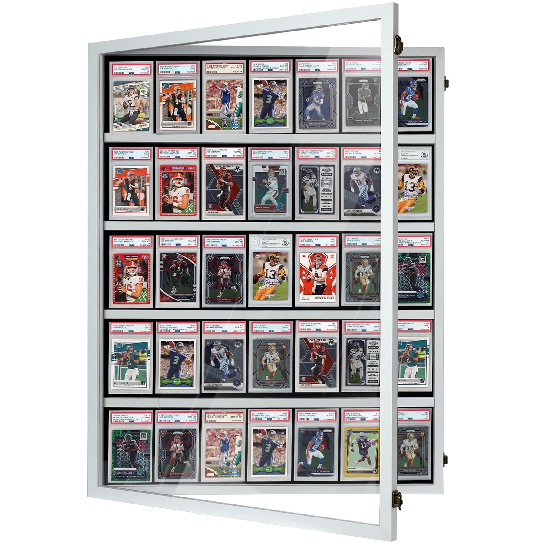 Atsknsk Wooden Sports Card Display Case, Lockable Plexiglas Frame with ...