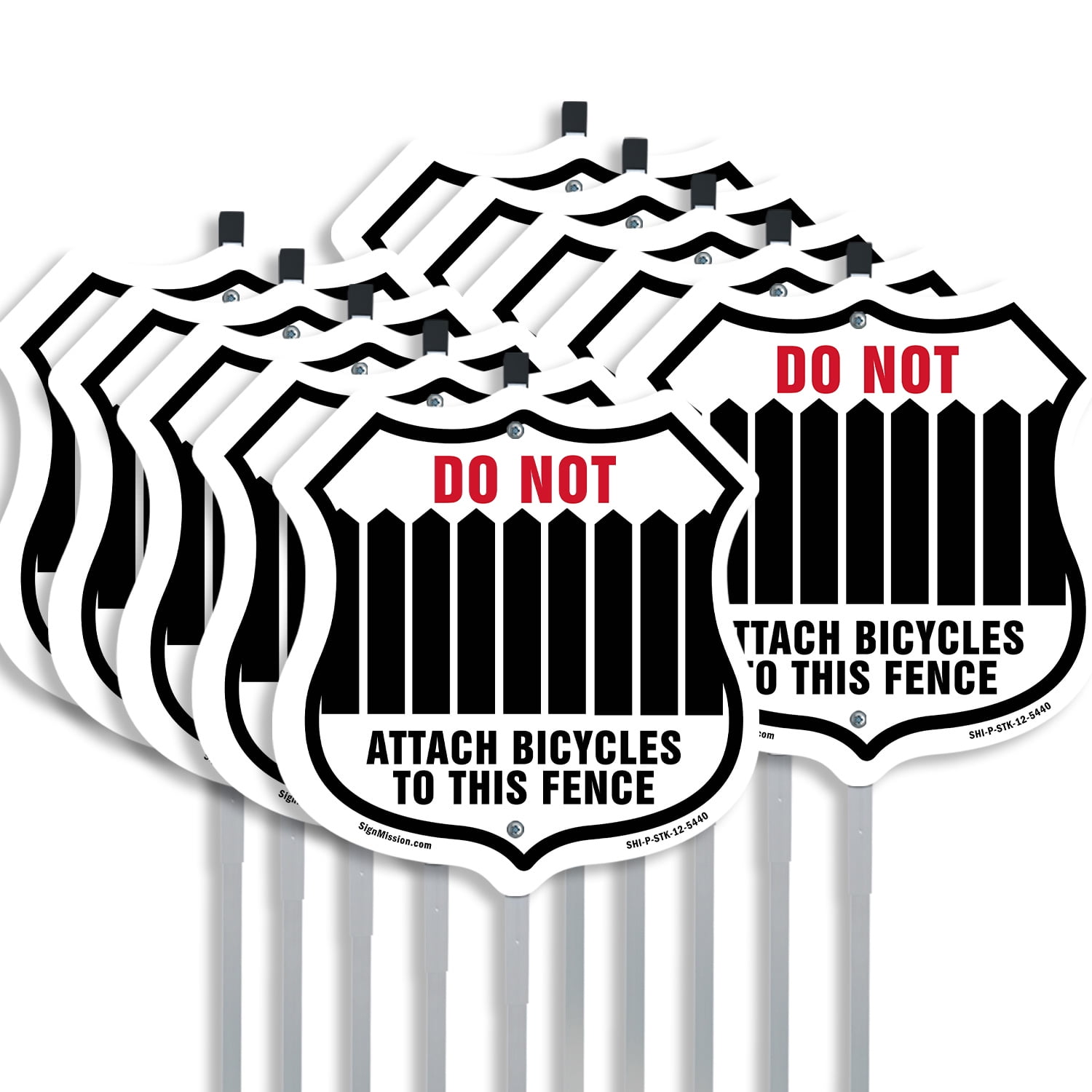 Do Not Attach Bicycles To This Fence (10 Pack) 12 inch X 12 inch Shield ...