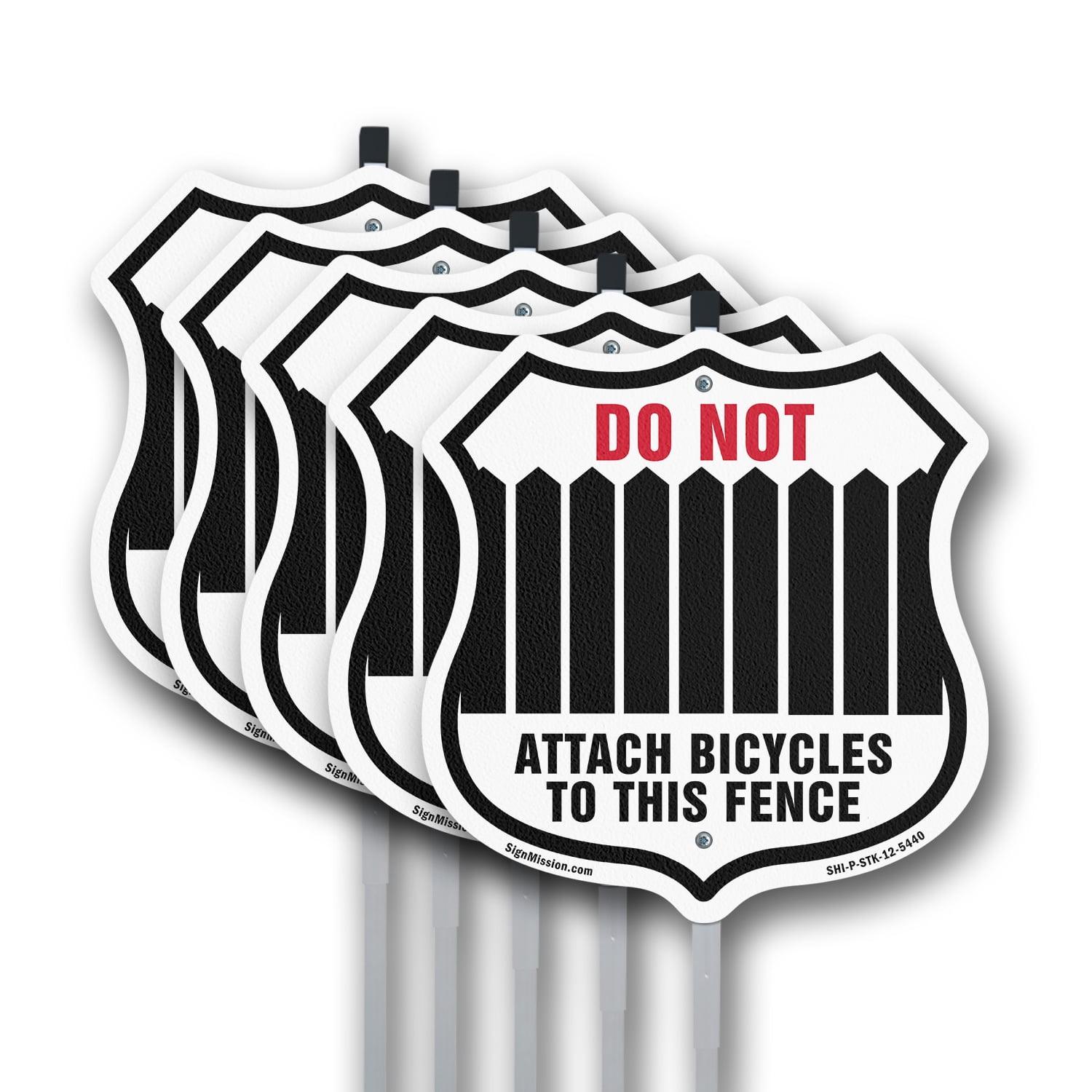 Do Not Attach Bicycles To This Fence (5 Pack) 12 inch X 12 inch Shield ...