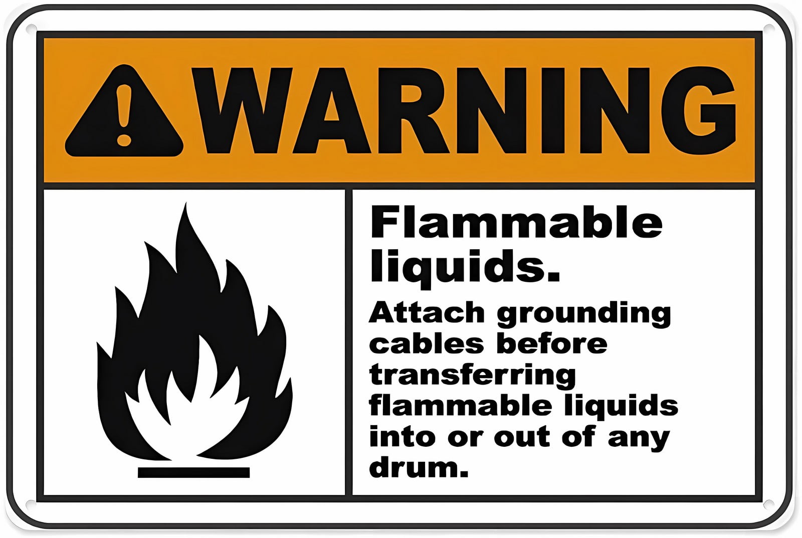 Attach Grounding Cables Aluminum Tin Warning Sign 12 x 8 Inches - for ...