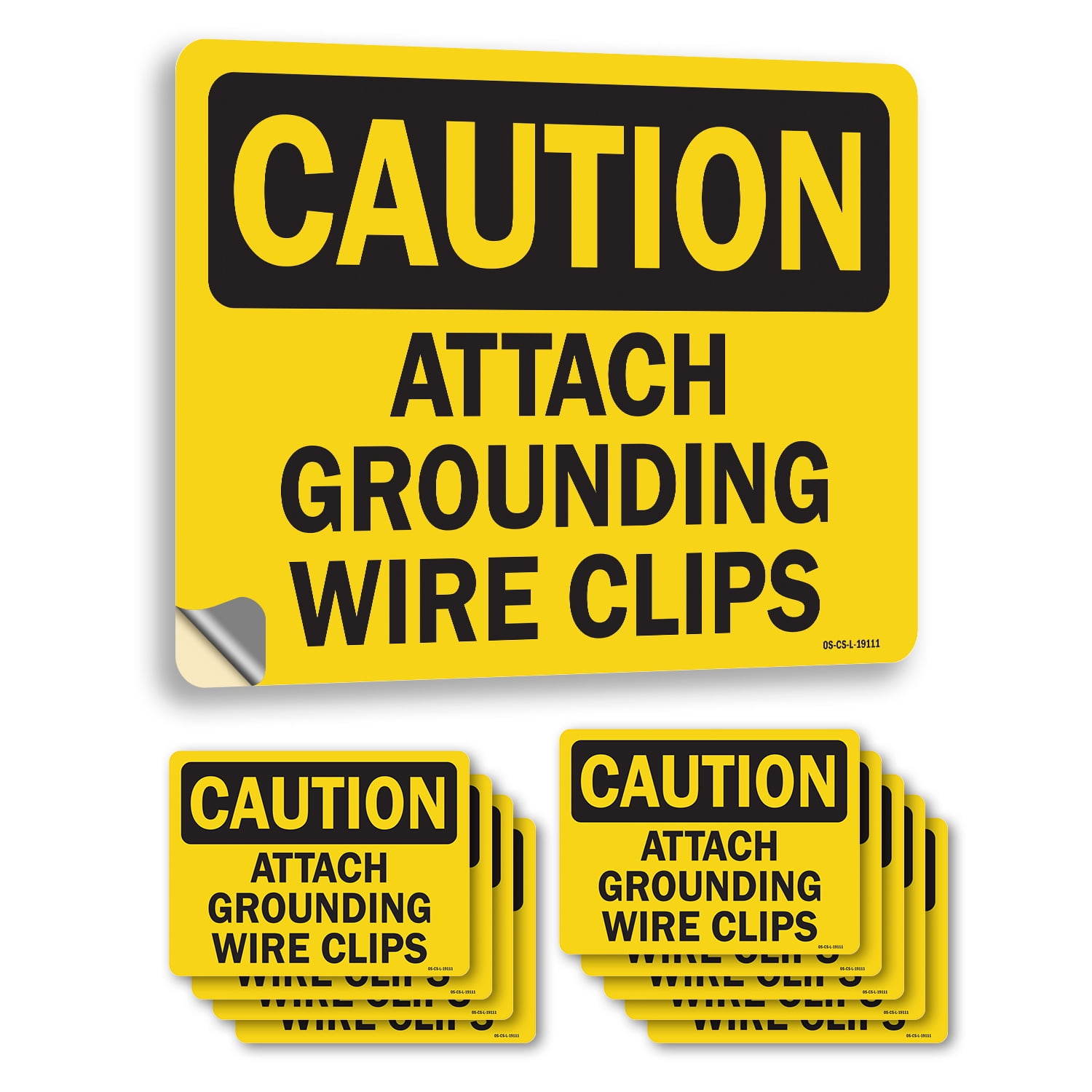 Attach Grounding Wire Clips OSHA Caution Vinyl Decal Label 7 Inch x 5 ...