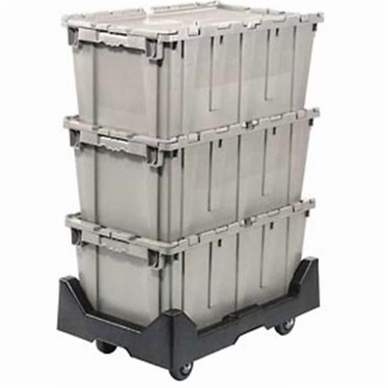 Attached Lid Shipping Container Gray with Dolly Combo - Gray - Walmart.com