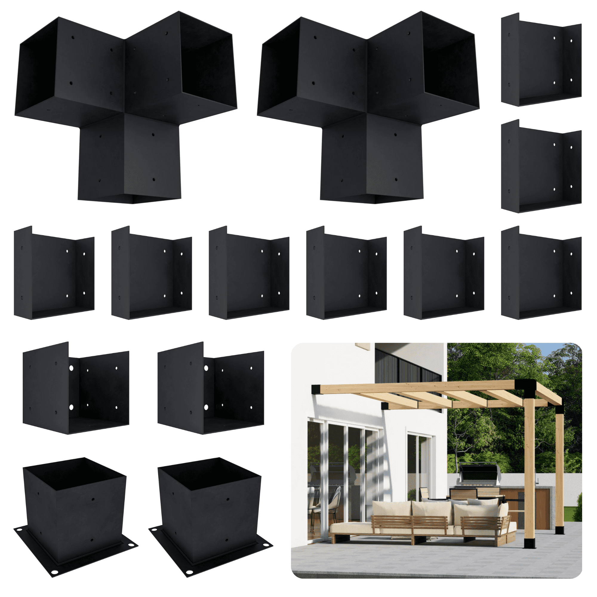 Attached Pergola Kit for 6x6 Wood Posts (Any Size Up to 12' x 12 ...