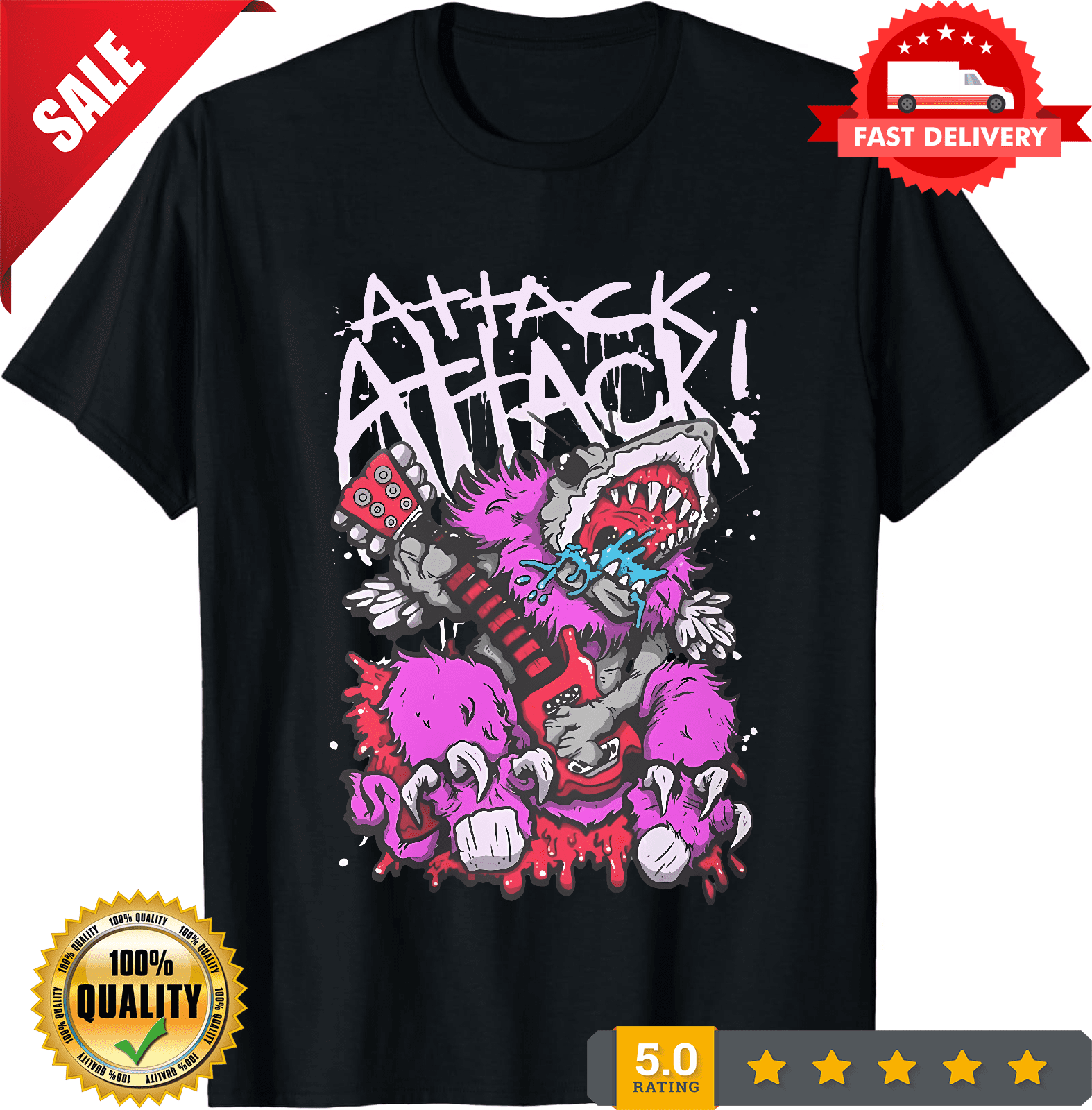 Attack Attack Band Album Music T-Shirt, CROWD FAVORIT-TH69482 - Walmart.com