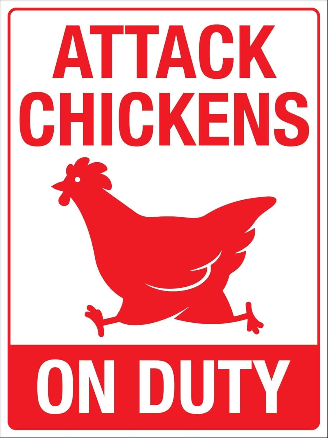 Attack Chickens On Duty Sign Animal Signs 12 X 16 Inch Metal Tin Sign ...