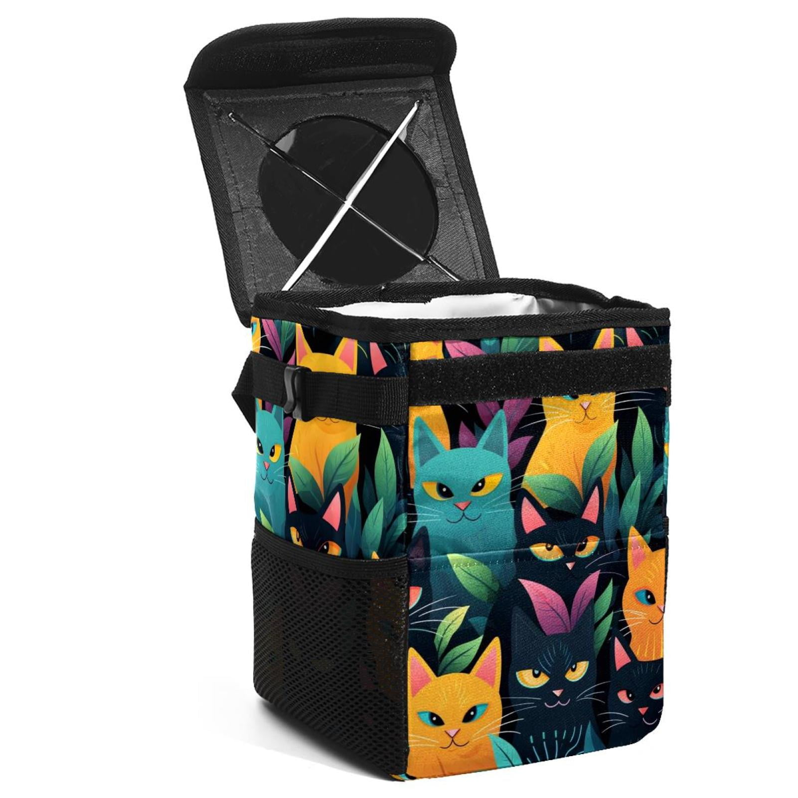 Attack Foldable Car Trash Bin with Lid, Leak-proof Mini Garbage Can ...