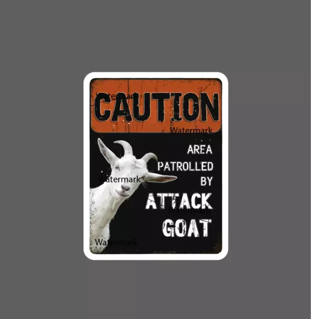 Attack Goat Sticker Caution Waterproof Sticker Phone Decal Water Bottle ...