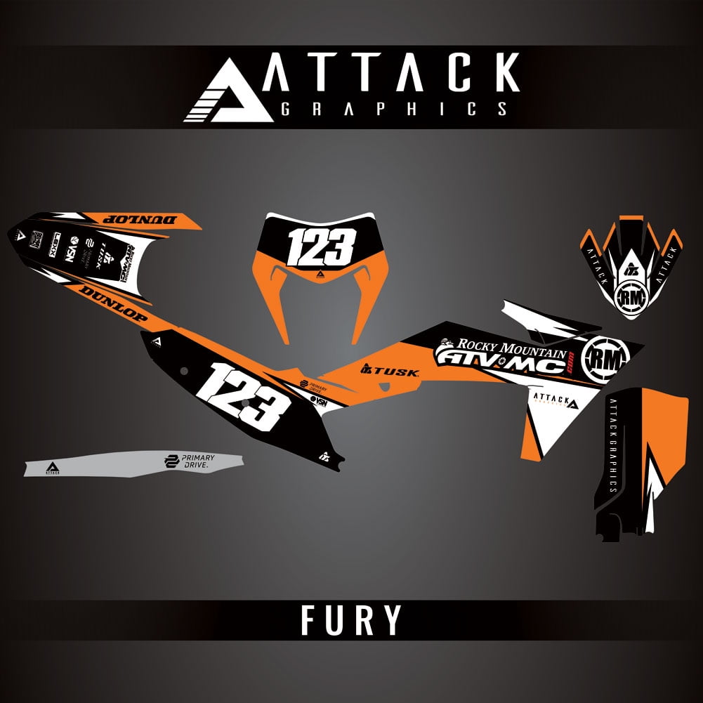 Attack Graphics Custom Fury Complete Bike Graphics Kit For KTM 350 EXC ...