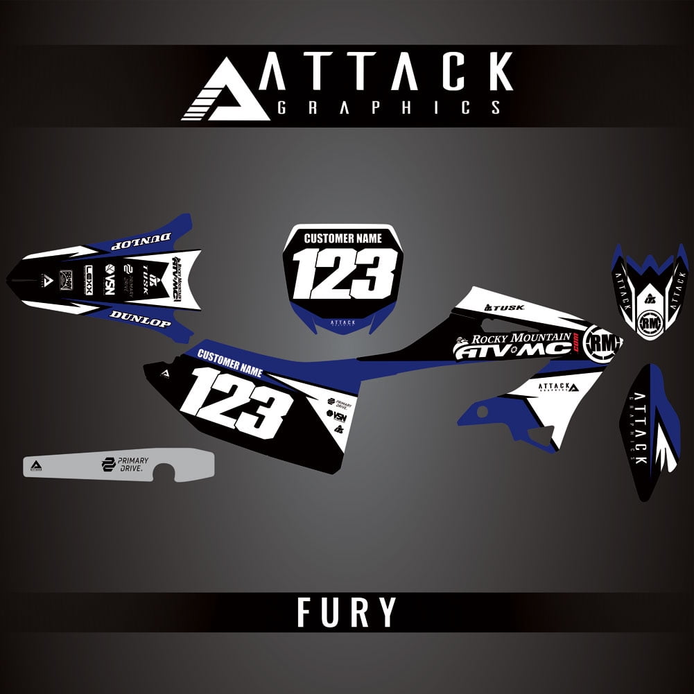 Attack Graphics Custom Fury Complete Bike Graphics Kit For Yamaha YZ250 ...