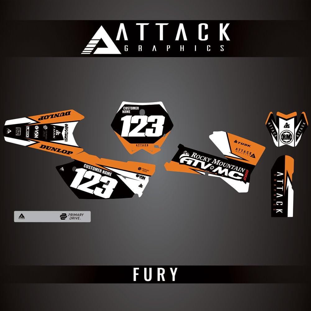 Attack Graphics Custom Fury Complete Bike Graphics Kit for KTM 200 XC-W ...