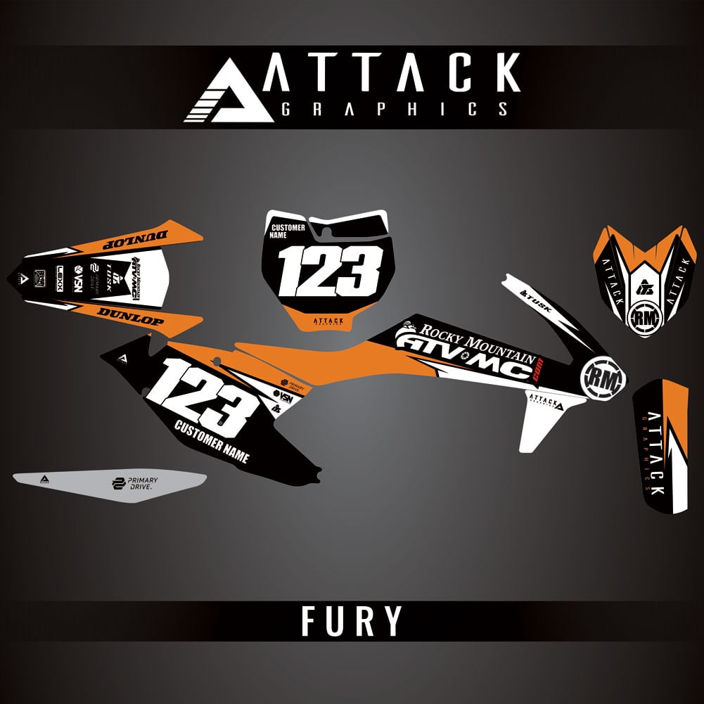 Attack Graphics Custom Fury Complete Bike Graphics Kit for KTM 250 SX-F ...
