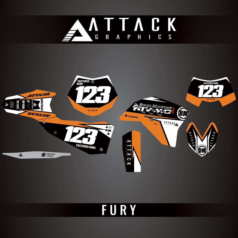 Attack Graphics Custom Fury Complete Bike Graphics Kit for KTM 300 XC-W ...