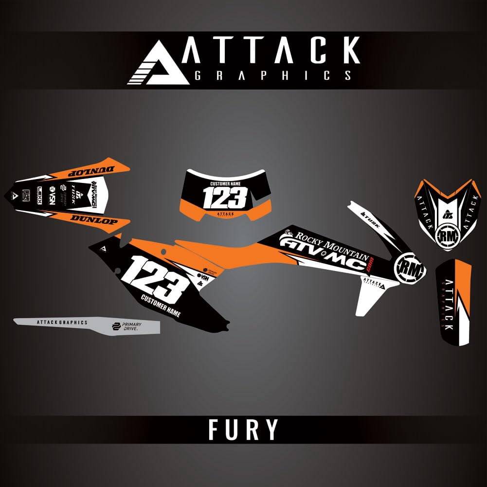 Attack Graphics Custom Fury Complete Bike Graphics Kit for KTM 350 EXC ...