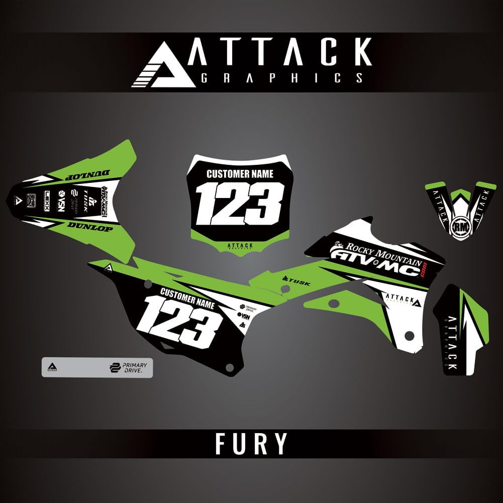 Attack Graphics Custom Fury Complete Bike Graphics Kit for Kawasaki ...