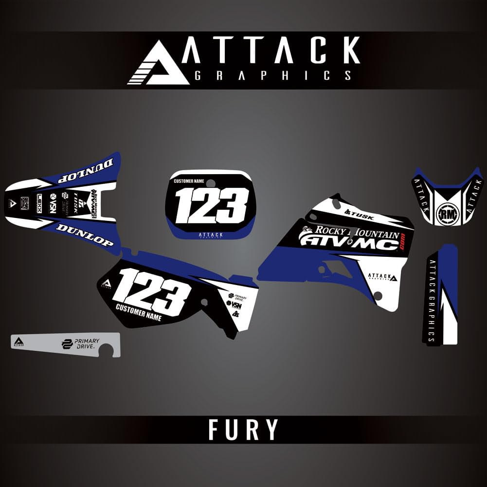 Attack Graphics Custom Fury Complete Bike Graphics Kit for Yamaha YZ125 ...