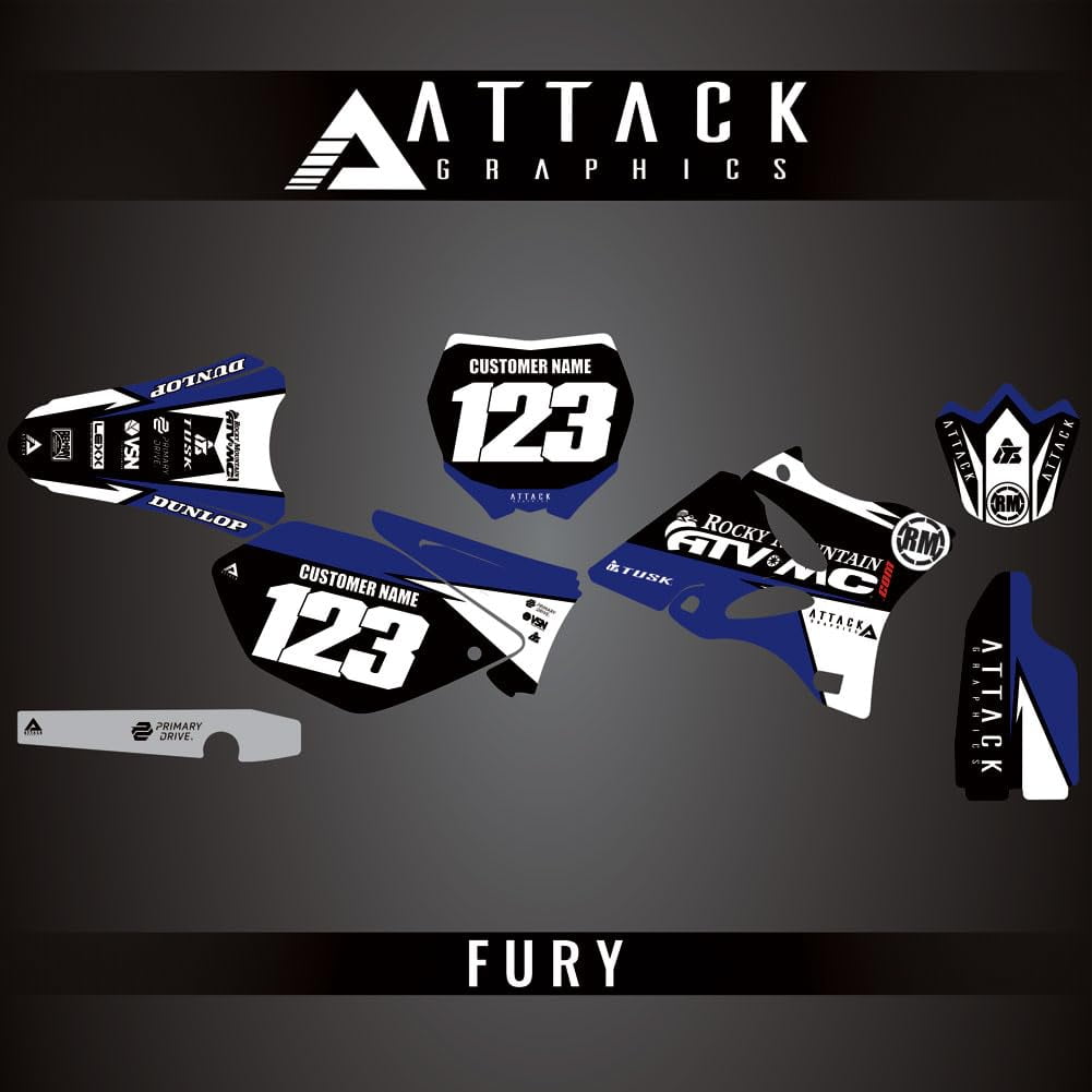 Attack Graphics Custom Fury Complete Bike Graphics Kit for Yamaha YZ125 ...