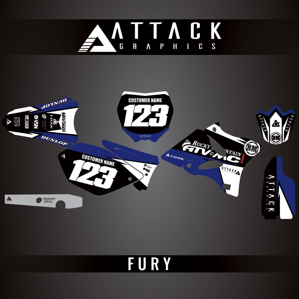 Attack Graphics Custom Fury Complete Bike Graphics Kit for Yamaha YZ125 ...
