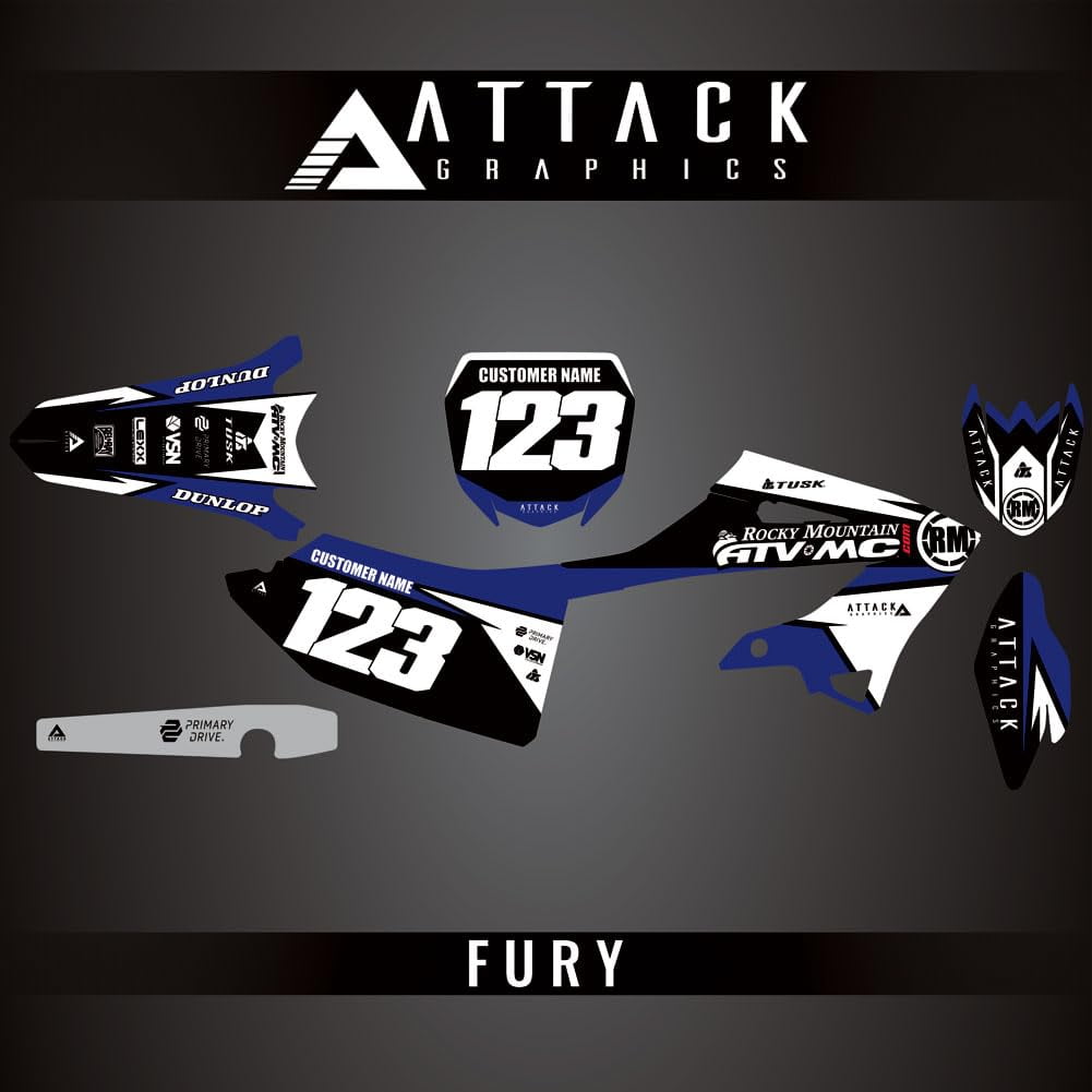 Attack Graphics Custom Fury Complete Bike Graphics Kit for Yamaha YZ250 ...