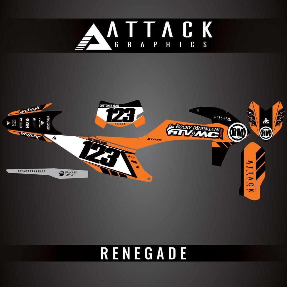 Attack Graphics Custom Renegade Complete Bike Graphics Kit For KTM 250 XC-W (Fuel Injected) 2022 ...