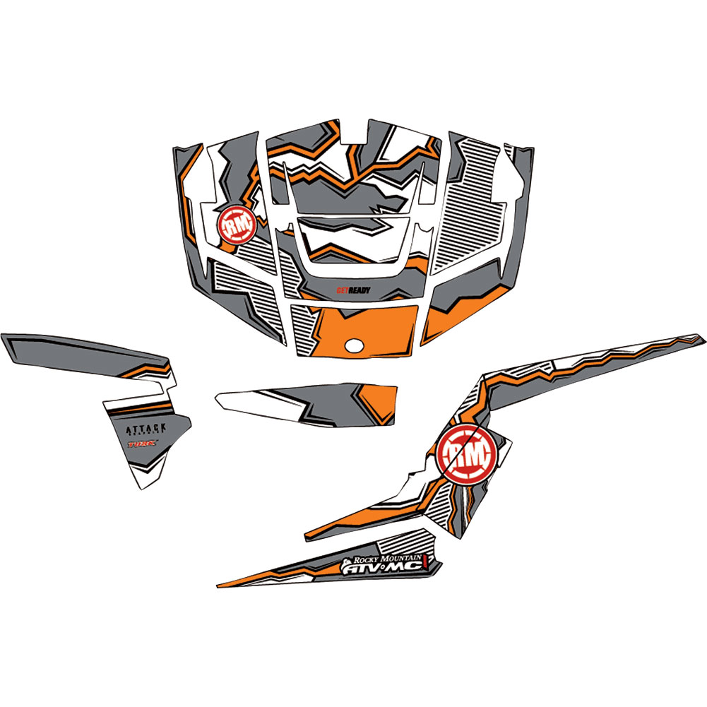 Attack Graphics Quake Complete UTV Graphics Kit Orange/Dark Grey/White ...