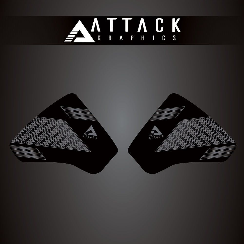 Attack Graphics Tank Protection Decals Sides Black/Grey for Kawasaki ...