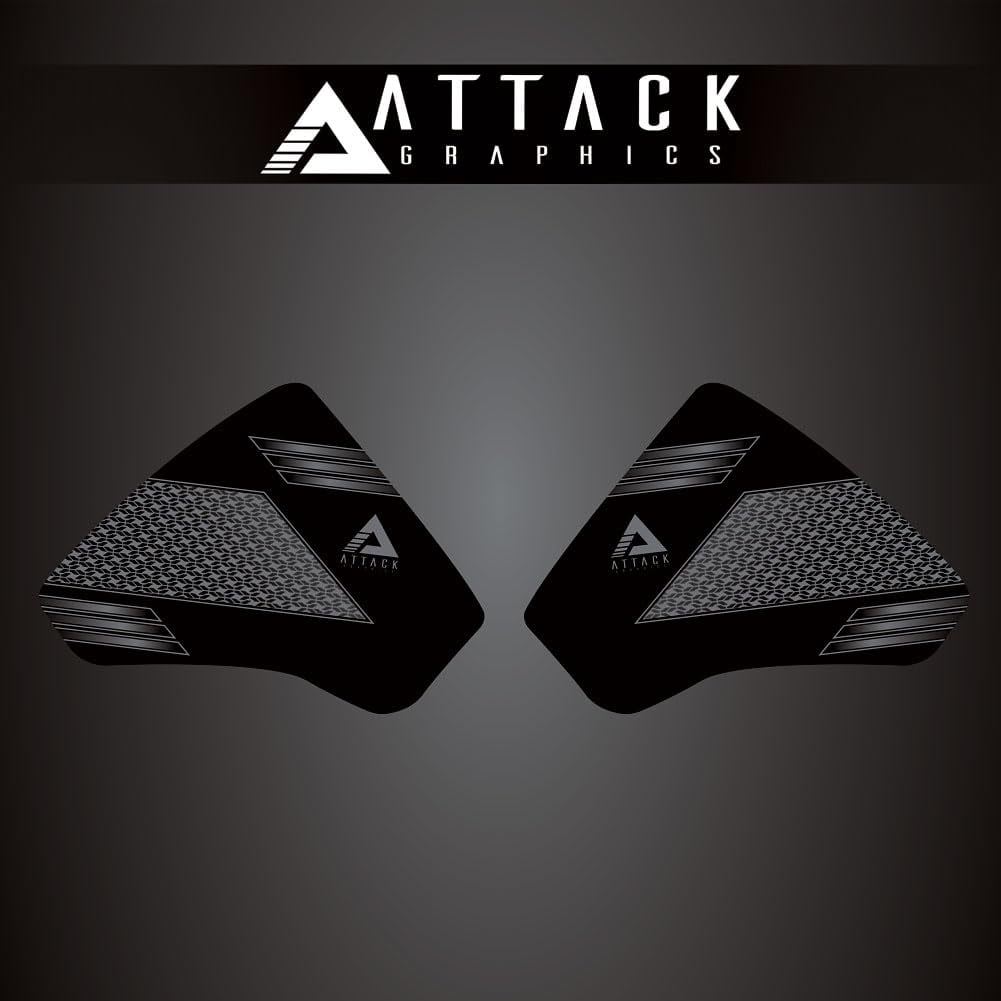 Attack Graphics Tank Protection Decals Sides Black/Grey for Kawasaki ...