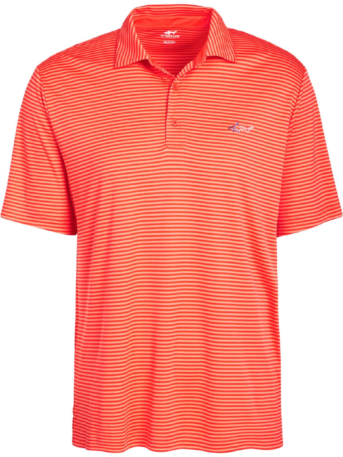 Attack Life by Greg Norman Mens Feeder Striped Polo Casual Shirt ...