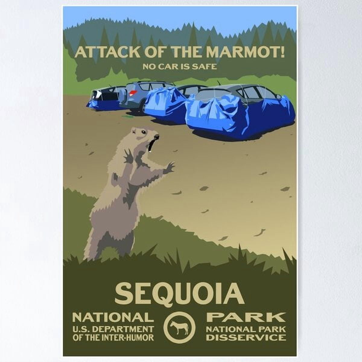 Attack Of The Marmot! Sequoia National Park Poster, Poster Home Decor ...