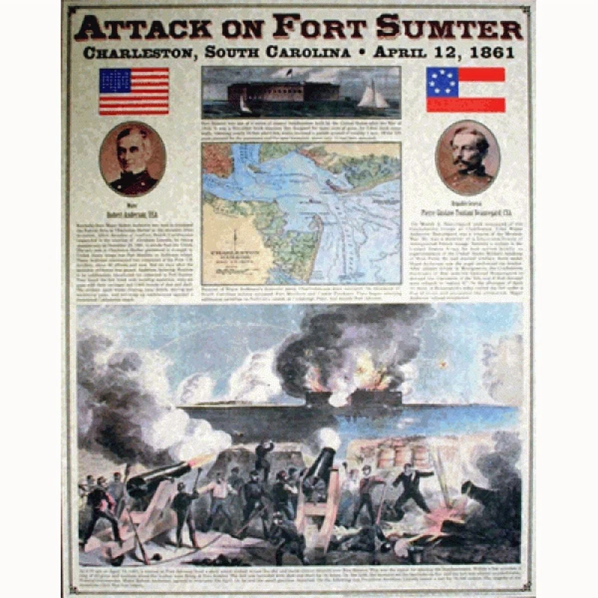 Attack On Fort Sumter Civil War Poster 18" X 24" - Walmart.com