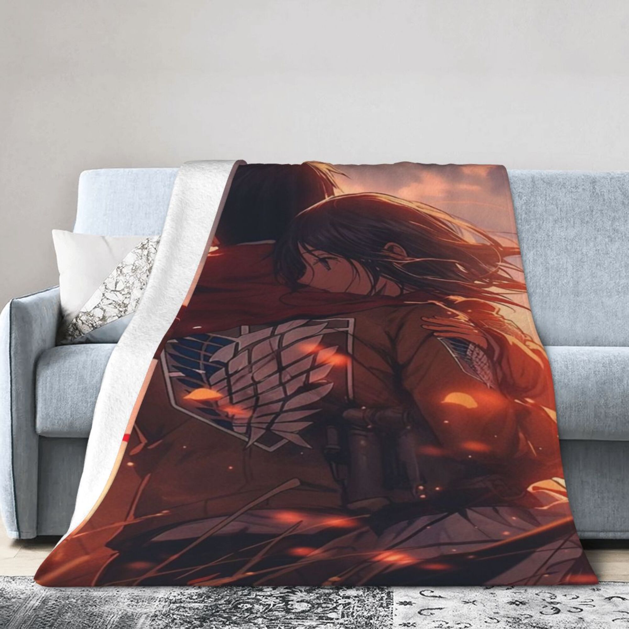 Attack On Titan Anime Throw Blankets Plush Travel Blankets Bedroom ...