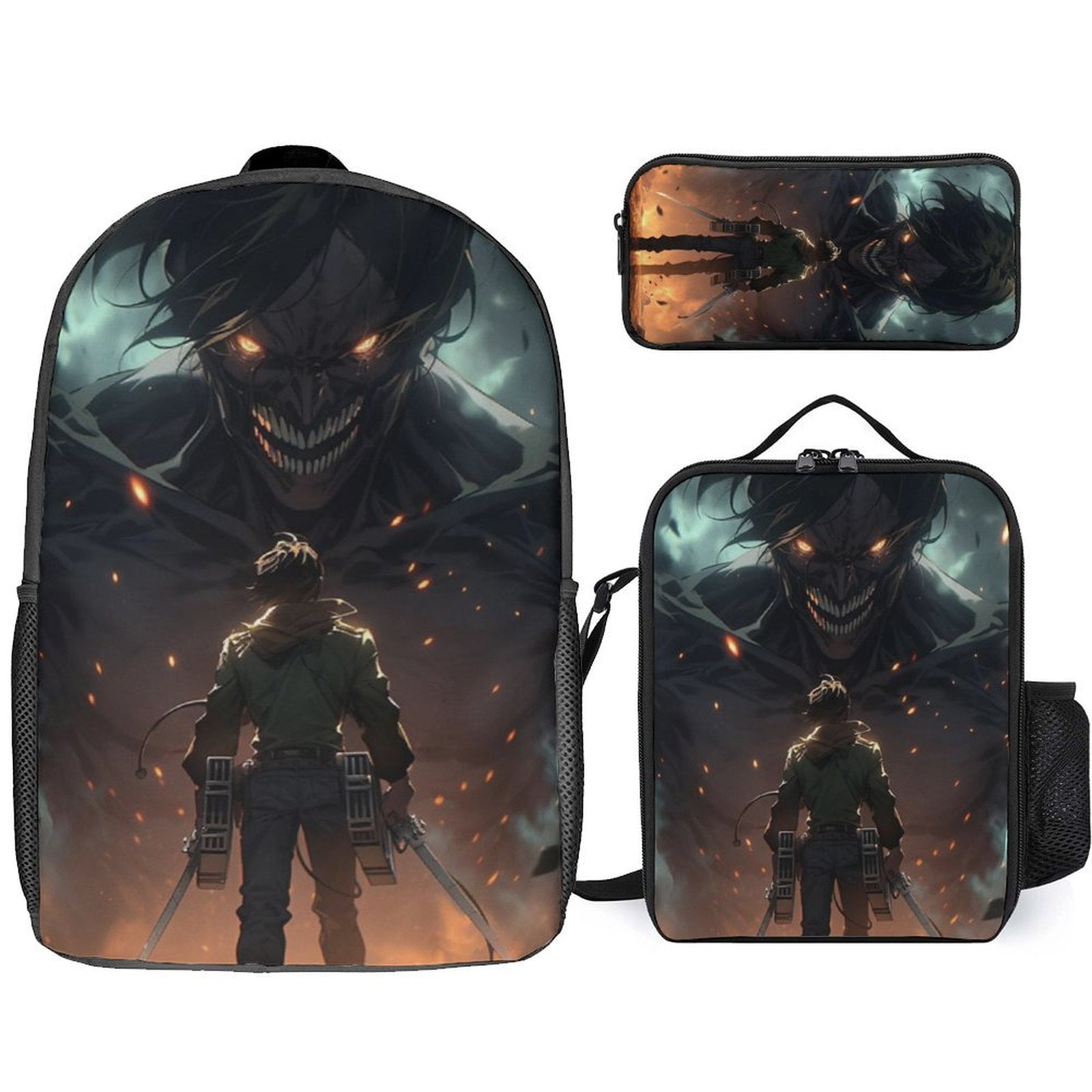 Attack On Titan Backpack 3 Piece Set Bookbag Fashion Pattern School Bag ...