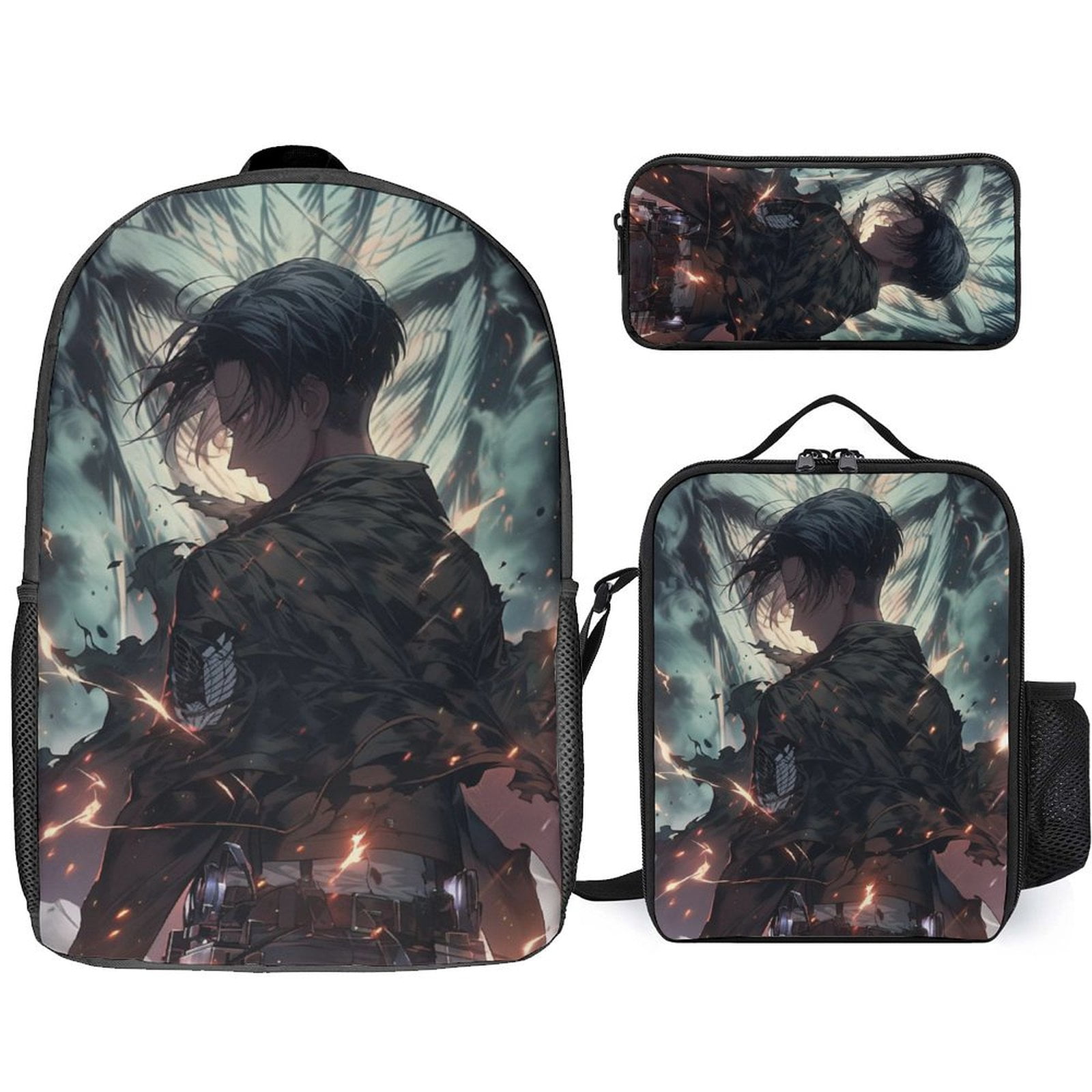 Attack On Titan Backpack 3 Piece Set Bookbag Fashion Pattern School Bag ...