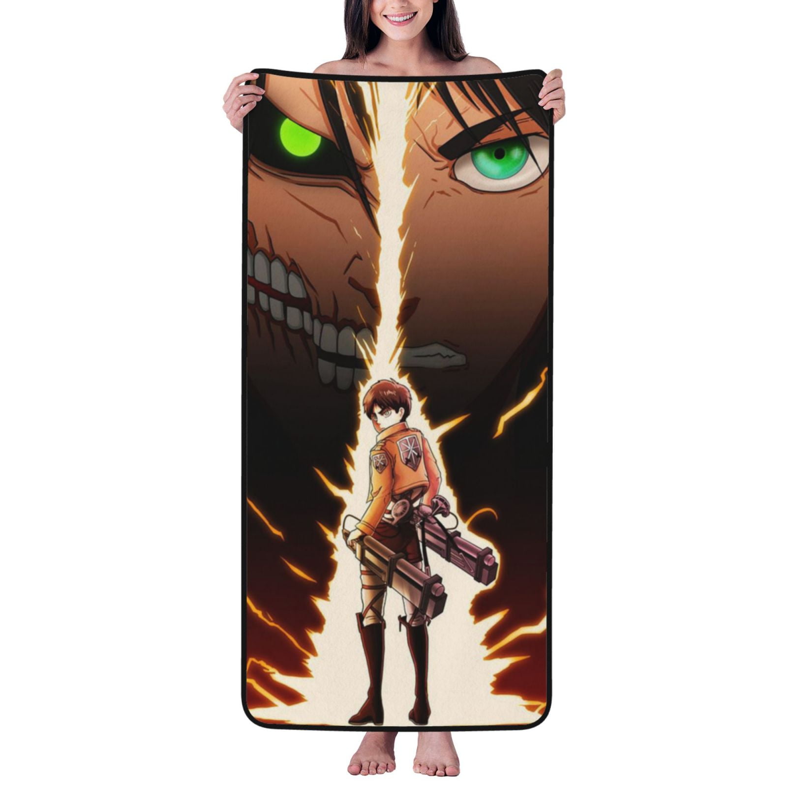 Attack On Titan Beach Towel 27x55 Inch Coral Velvet Bath Towel For ...