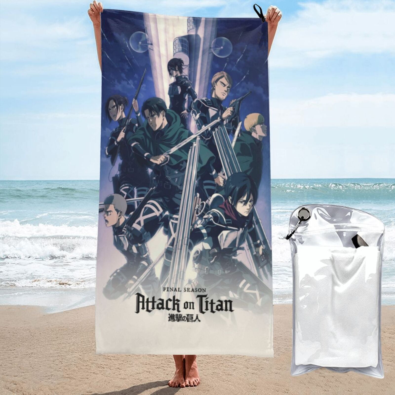 Attack On Titan Beach Towel Quick-Drying Bath Towel Beach Blanket ...