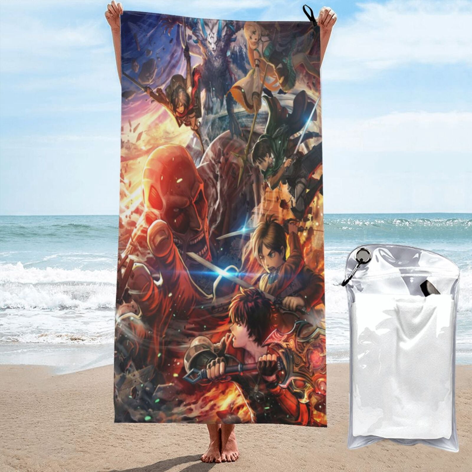 Attack On Titan Beach Towel Quick-Drying Bath Towel Beach Blanket ...