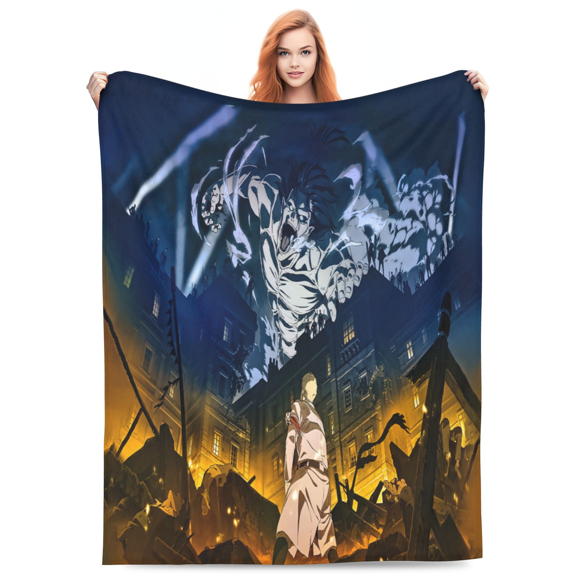 Attack On Titan Bed Blanket Lightweight Throw Blankets Flannel Blankets ...